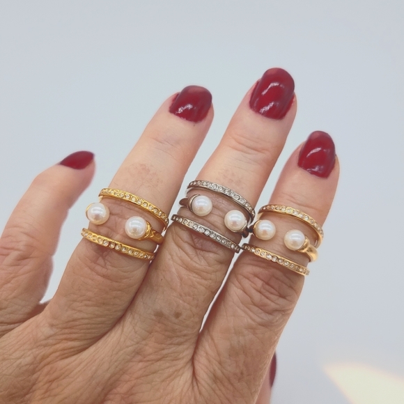 Vita Fede | Jewelry | Vita Fede 24k Goldplated Ring With 2 White Pearls ...